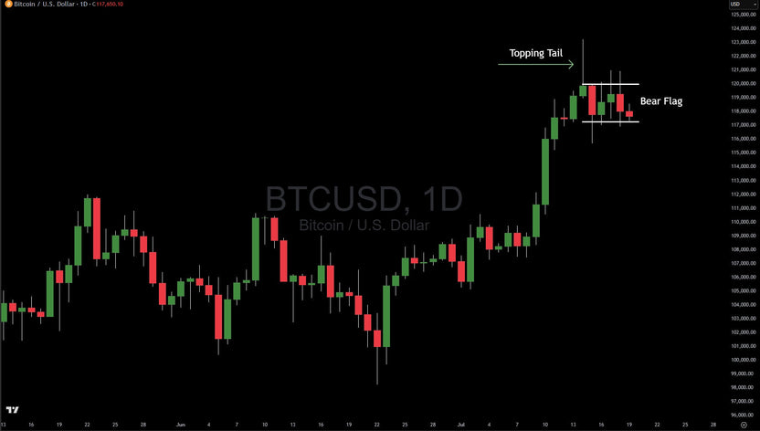 Bitcoin Topping Tail And Bear Flag Signal Caution For Investors